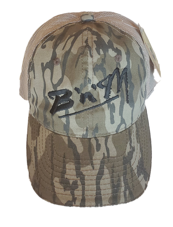 B'n'M Mossy Oak Bottomland Hat Velcro snap back - B'n'M Pole Company